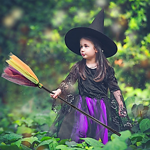 Reicyfang Halloween Witch Broom, Witch Broomstick Costume Accessories, Witch Broomstick Cosplay Broom Props, Halloween Witch Decoration Props, Plastic Broom Props for Halloween Cosplay Favors
