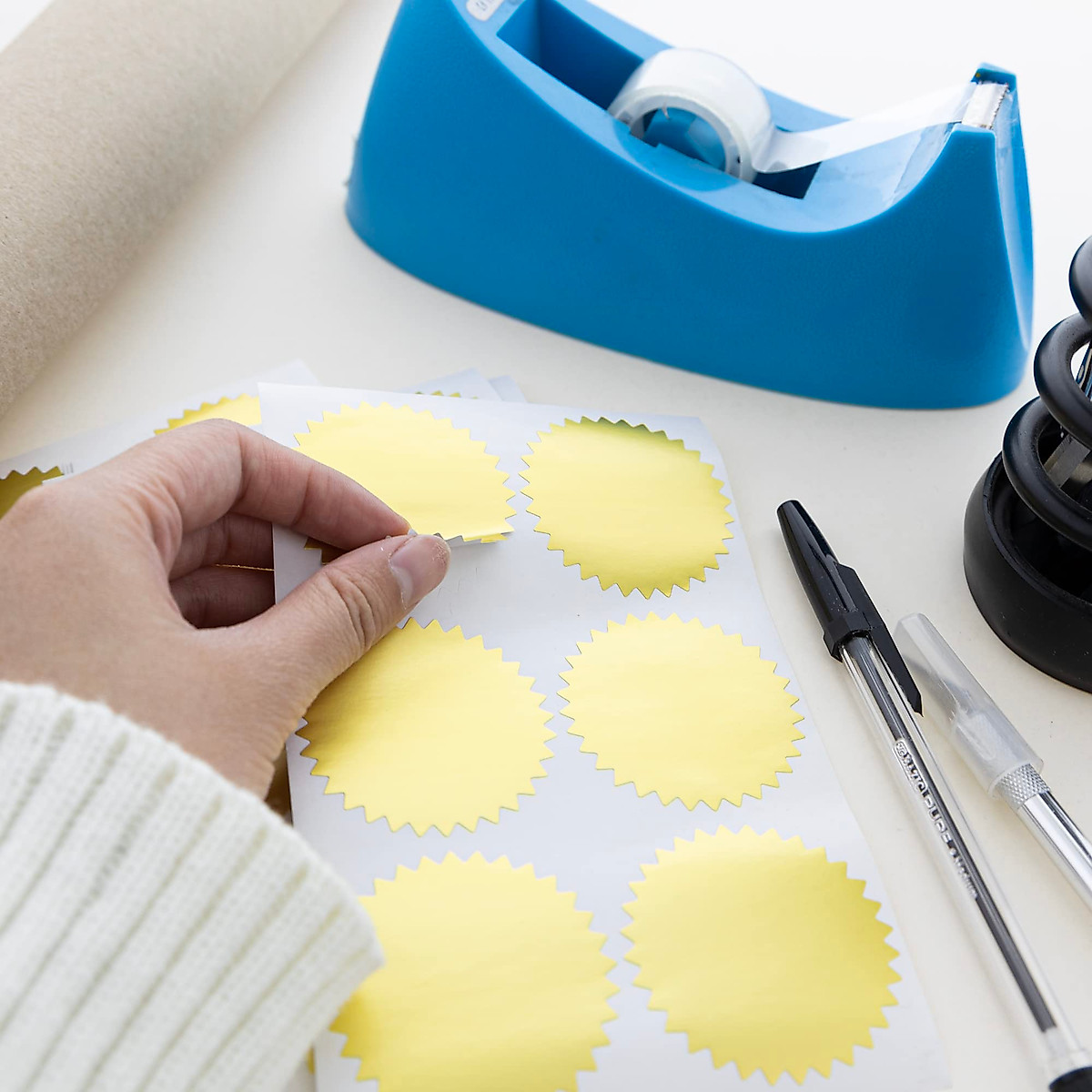 BAZIC Gold Foil Seal Label Round 2", for Envelope Certificate Notary Business Boutiques Shop Wrapping Packaging Bags Products Bottles (42/Pack), 24-Pack