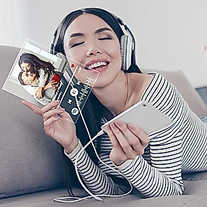 VEELU Personalized Acrylic Song with Photo - Customized spotify Music Plaque - Custom Transparent Picture Album Cover Scannable Spotif Code Night Light - Customized Gifts for Lovers