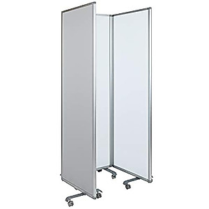 Flash Furniture Raisley Double Sided Mobile Magnetic Whiteboard/Cloth Partition with Lockable Casters, 72"H x 24"W (3 sections included)
