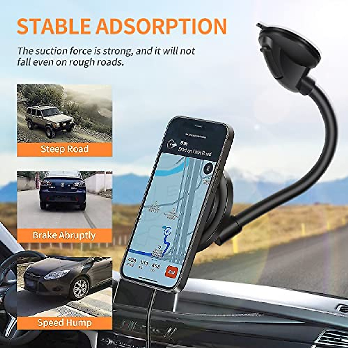 Magnetic Wireless Car Charger for iPhone 14 Pro Max/14 Pro/14/14 Plus/Magsafe case,iPhone 13/12 Series,OTAO Air Vent Clip [with QC3.0 Adapter] Windshield Dashboard Car Mount Phone Holder