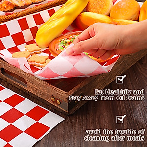 600 Pcs Sandwich Wrapping Paper Sheet 15x15 Checkered Food Wax Paper Sheets Parchment Paper Basket Liner Grease Restaurant Supplies for Wrapping Bread Burgers Food Serving (Red)