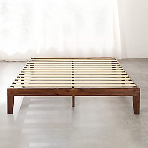 Mellow Naturalista Classic 12 Inch Solid Wood Platform Bed with Wooden Slats, Cal King, Espresso