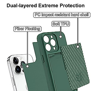 Karrint Wallet Case for iPhone 13 Pro Case with Card Holder, Push-Pull Design Credit Card ID Slot, Dual Layer Shockproof Scratch Resistant Protective iPhone 13 Pro Wallet Case for Women Men-Green