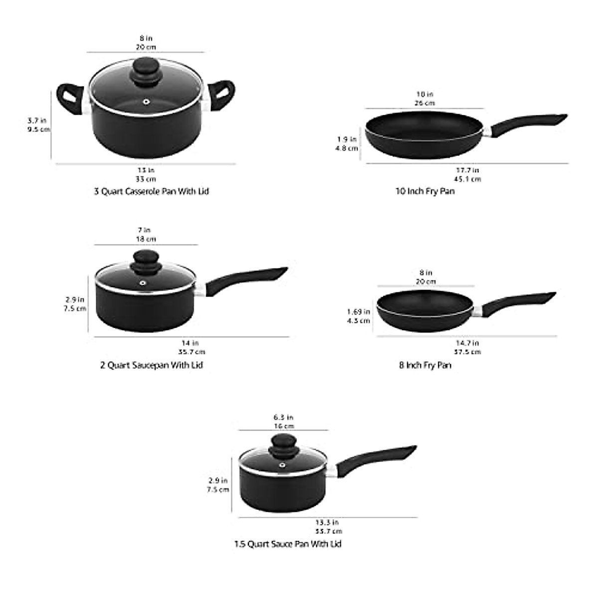 Amazon Basics Non-Stick Cookware Set, Pots and Pans - 8-Piece Set