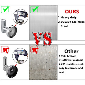 Polished Chrome Towel Coat Hooks SUS304 Stainless Steel Bathroom Clothes Garage Hotel Cabinet Closet Sponges Robe Hook Wall Mounted Round Kitchen Heavy Duty Bath Door Hanger 2 Pack