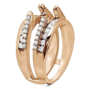TwoBirch 1.01 Ct. Combination Cathedral and Classic Ring Guard in Rose Gold Plated Sterling Silver with Cubic Zirconia (Size 7)