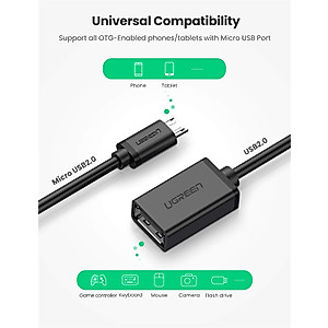 UGREEN Micro USB 2.0 OTG Cable On The Go Adapter Male Micro USB to Female USB Compatible with Samsung Phone S7 S6 Edge S4 S3 LG G4 Controller Android Windows Smartphone Tablets 4 Inch Black