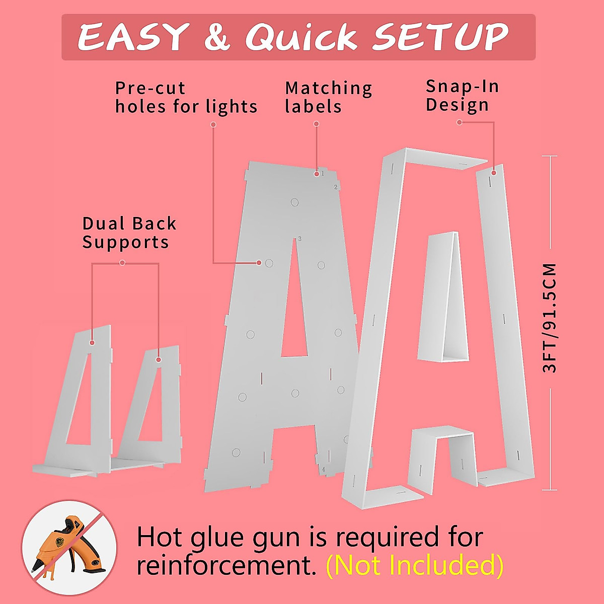 3FT Marquee Light Up Letters A, Big Marquee Letter for Graduation Baby Shower Birthday Engagement Wedding Marry Me Party Decoration Backdrop