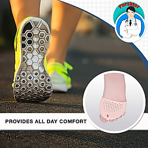 Metatarsal Pads,Gel Toe Separator, Metatarsal Cushion New Material, (4 PCS Nude), Breathable & Soft Gel, Toe Spacers, Forefoot Pads, Great for Blisters, Diabetic Feet.