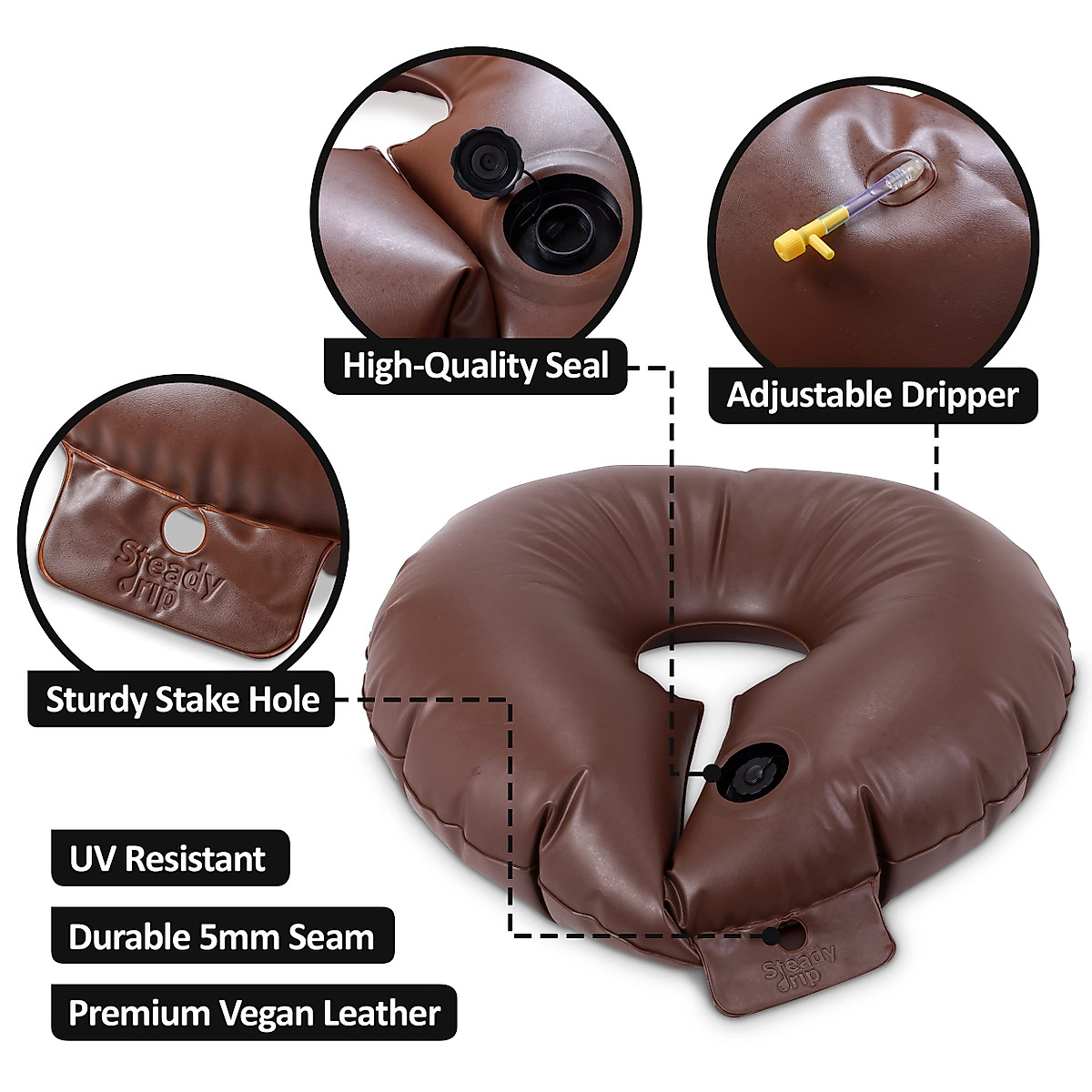 SteadyDrip 15 Gallon Tree Watering Ring, Water Saving & Slow Drip Tree Watering Bag with 4 Drippers and a Seal, Automatic Adjustable Dripper for Indoor and Outdoor Trees, Plants, Shrubs, and More