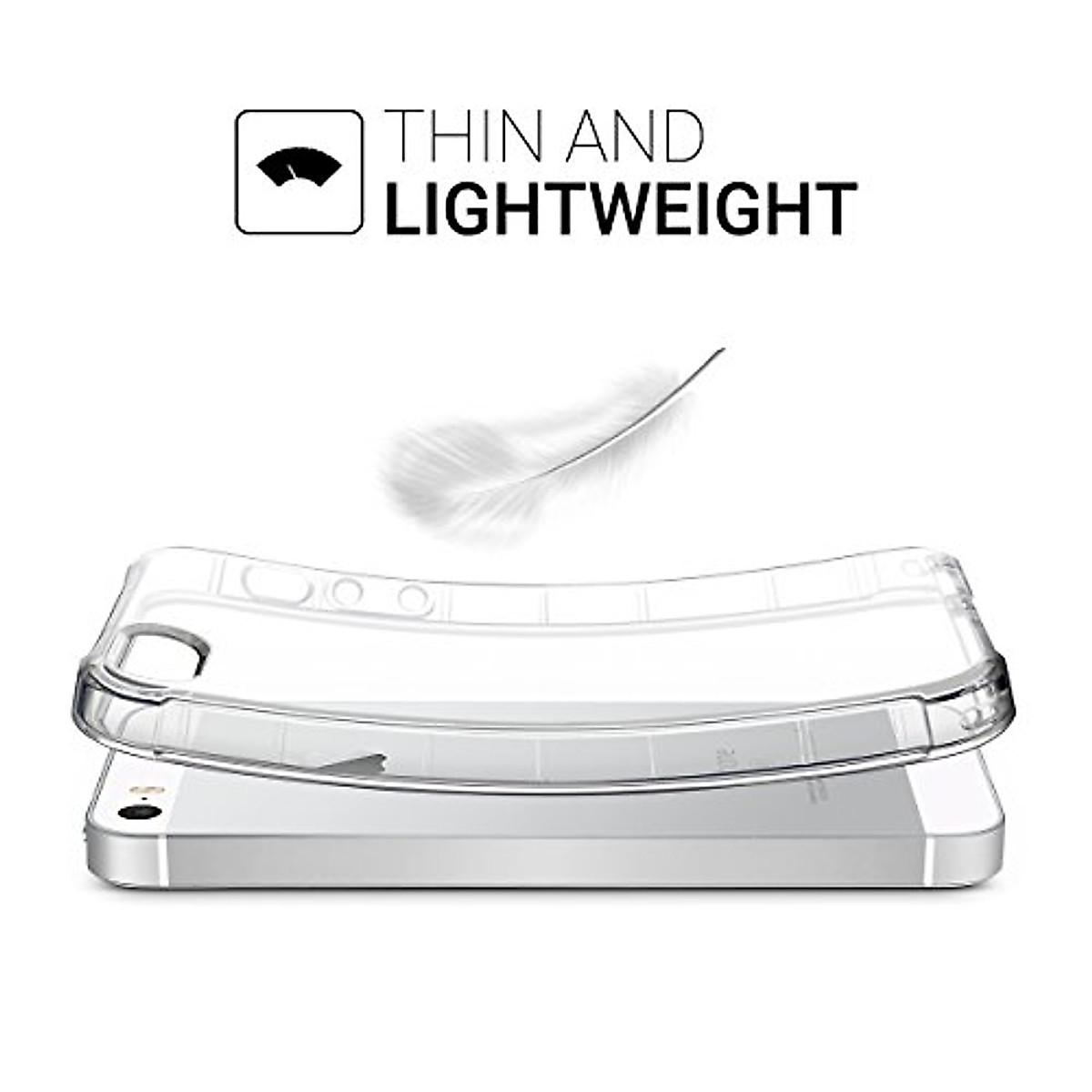 ULAK iPhone SE Case Clear (2016 Edition), iPhone 5s case, iPhone 5 case, Clear Slim Fit 5/5S/SE Case with Transparent Flexible Soft TPU Bumper Shock-Absorption Cover -Retail Packaging - HD Clear