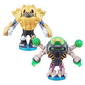 Akedo - Ultimate Arcade Warriors Battle Giants Versus Pack - Drillborg VS Alphawolf - Mini Battling Action Figures Ready, Fight, Split Strike For Ages 6+