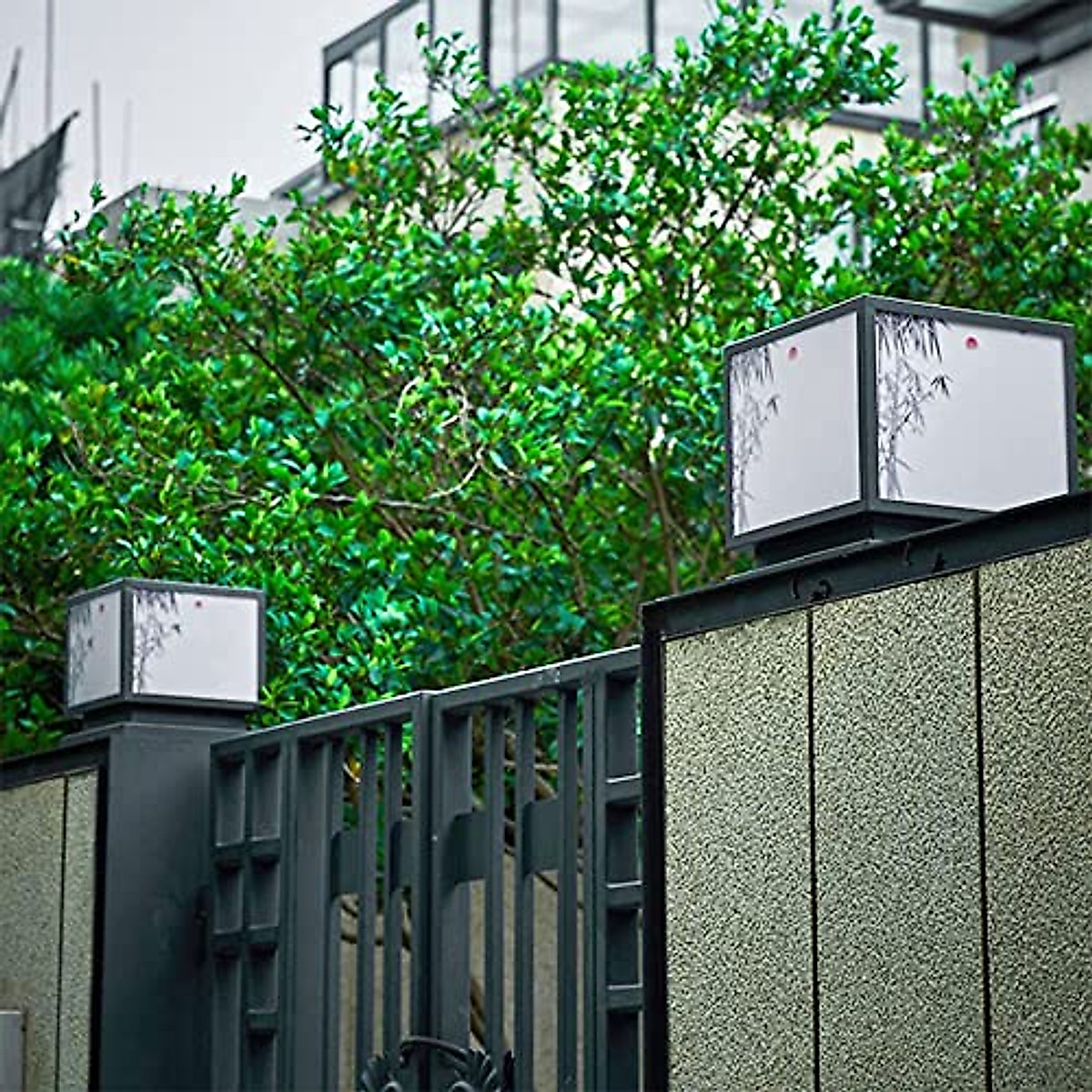 CZLZY Solar Simple Square LED Pillar Lamp Outdoor Post Light Fixtures Waterproof IP54 Courtyard Fence Base Column Light Villa Garden Decoration Landscape Light