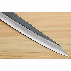 Yoshihiro Kurouchi Black-Forged Blue Steel Stainless Clad Sujihiki Kiritsuke Slicer Knife Ebony Handle (10.5"(270mm) & Saya Cover)