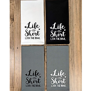 Funny Flour Sack, Tea Kitchen Towel - Life Is Short Lick The Bowl