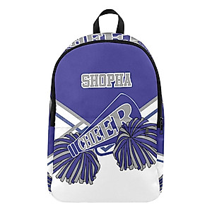 Cheer Blue White Cheerleader Waterproof Backpack Sport Shoulder Bag for Men Women Gift, 11.8''(L) x 5.51''(W) x 17.72''(H)