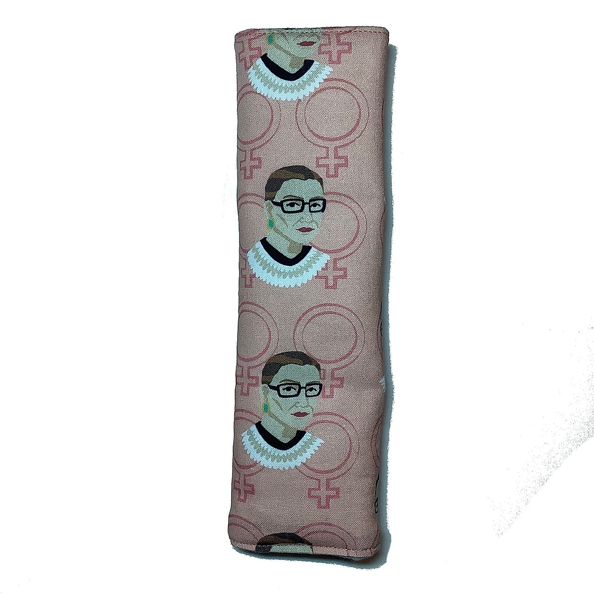 RBG Tribute Car Seatbelt Cover Ruth Bader Ginsburg Feminist, 100% Cotton Washable Padded Soft, Made in USA, Seat Belt Shoulder Strap Cushion, Neck Pad (Medium, RGB Bust on Coral)