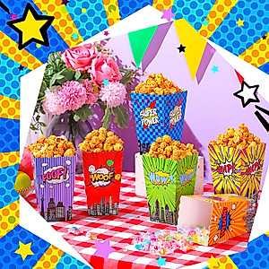 24 Pcs Hero Theme Popcorn Boxes Hero Party Supplies Snack Treat Box Cookie Box Popcorn Containers for Kids Adults Candy Baby Shower Favor Birthday Party Supplies