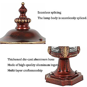 CZLZY European Style Aluminum E27 Pillar Lamp Outdoor Post Light Fixtures Patio Garden Waterproof Column Light Glass Lampshade Villa Wall Base Landscape Light Lawn Light