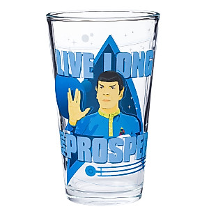 Silver Buffalo Star Trek Quotes Kirk, Spock, McCoy, and Uhura 4pc Pint Glass Set, 16 Ounces