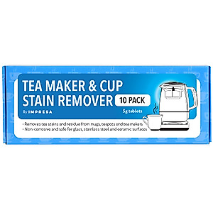 Impresa [10 Pack] Tea Maker Cleaner for Breville BTM100 Tea Maker and More, Safe and Non-Corrosive Tablets Help to Control the Build-Up of Limescale - Tea Maker and Cup Stain Remover