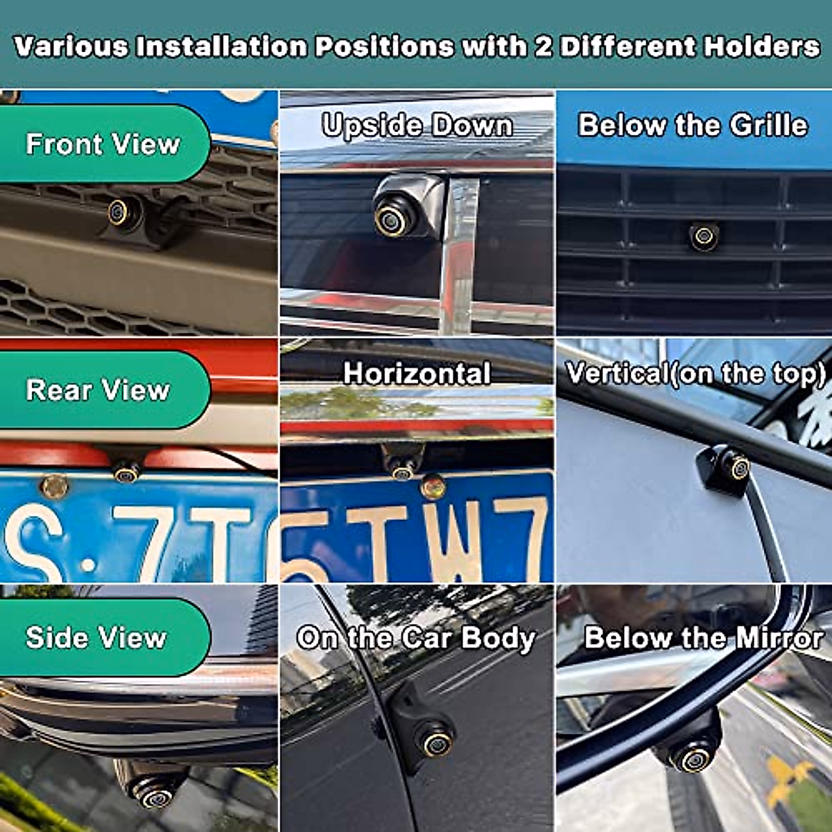 HD Backup/Front/Side View Camera with Gold Rim, GreenYi AHD 720P Reverse Rear Cam for Car, SUV, RV, Trailer, Camper, Van, Pickup, Metal Shell, Adjustable Fisheye Lens, 170 Degrees Viewing Angle(Black)