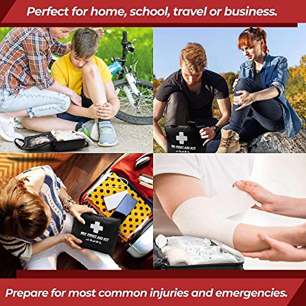 Professional 300 Piece (40 Unique Items) First Aid Kit | Emergency Medical Kits | Home, Business, Camping, Car, Office, Travel, Vehicle, Kids, Boat, Survival, Supplies