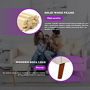 TYBOATLE 65 inch Loveseat Sofa w/ 2 USB Charging Ports, Modern Fabric Upholstered Couches w/Button Tufted Seat Cushion, 2 Seater Couches for Living Room, Apartment, Bedroom (Cream Beige)