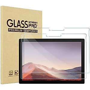 ProCase 2 Pack Screen Protector for Surface Pro 7 Plus/Surface Pro 7 / Pro 6 / Pro 5 / Pro 4, Tempered Glass Screen Film Guard Screen Protector for 12.3 Inch Suface Pro 7 Plus Surface Pro 7 6 5 4