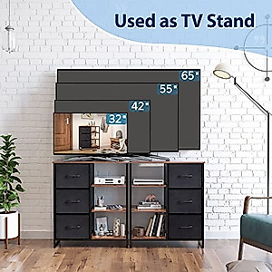 LYNCOHOME 3 Drawer Dresser with Shelves, Chest of Drawers, Storage Cabinet for Dining Room, Livingroom, Office(Left Shelf)