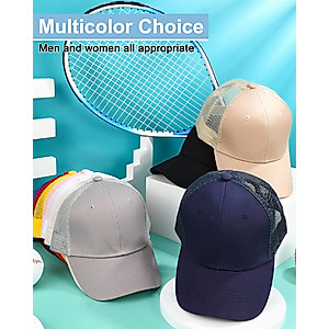 Coume 12 Pieces Mesh Baseball Hat Bulk Cotton Washed Blank Baseball Caps Adjustable Trucker Baseball Hat Snapback Golf Dad Hat Men's Professional Cap(Assorted Colors)