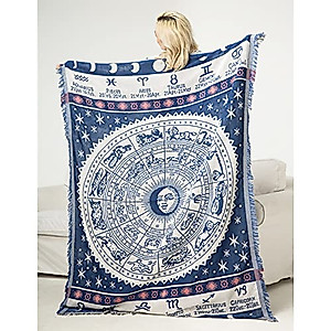 LOERCCE Cotton Throw Blanket ​for Couch Sofa Celestial Constellation 50" X 70"