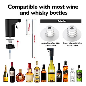 Redsack Electric Wine Decanter Aerator Dispenser Pourer Whiskey Adjustable Quantity Liquor Wine Pump Birthday Gift for Men Women Mom Dad Boss Brother Husband Funny Unique Gifts for Him (Black)