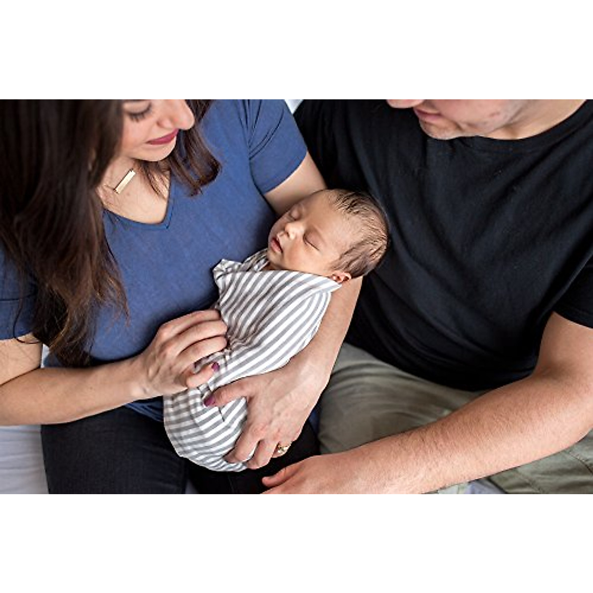 Large Premium Knit Baby Swaddle Receiving Blanket Grey and White "Everest" by Copper Pearl