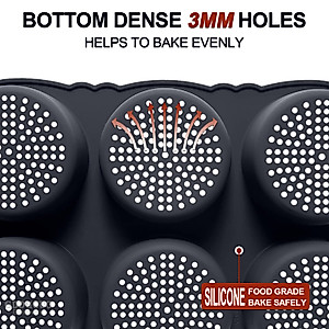 GDDGCUO Hamburger Bun Pan, 4 Inch Silicone Hamburger Bun Mold, 6 Cup Big Baking Pan for Homemade Hamburger Buns, Dishwasher Safe