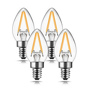 DORESshop C7 Mini Candelabra LED Bulb, LED Filament Night Bulb, Christmas Light Bulbs, 2W (20W Equivalent), E12 Candelabra Base, No Dimmable, Perfect for Holiday, Christmas, Home Decorative, 4Pack