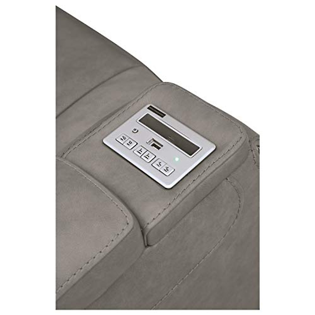 Signature Design by Ashley The Man-Den Leather Power Recliner with Adjustable Headrest & Wireless Charging, Gray