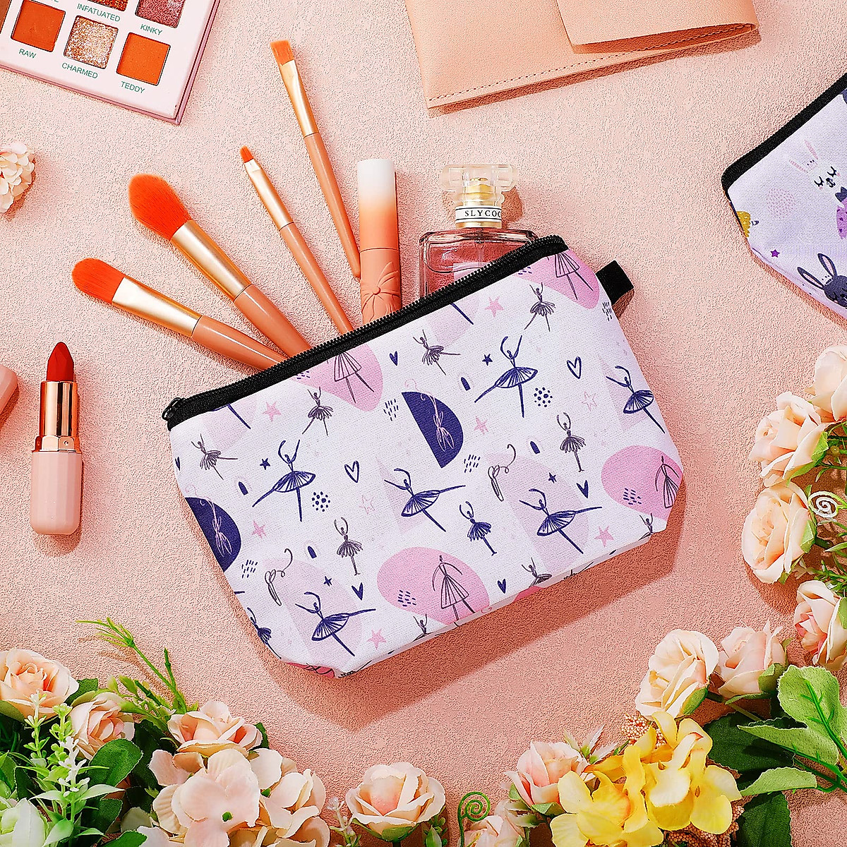 Saintrygo 6 Pack Cute Cosmetic Ballet Bag Ballet Girl Dance Gifts Dance Makeup Bag Adorable Travel Ballet Pouch Dance Cosmetic Case Toiletry Organizer for Girls Women Dancer, 6 Styles