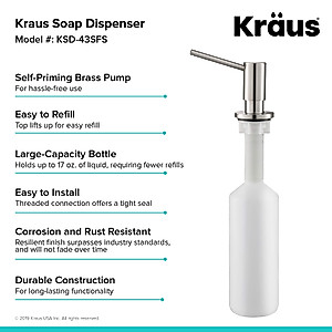 KRAUS Kitchen Soap and Lotion Dispenser in Spot Free Stainless Steel, KSD-43SFS