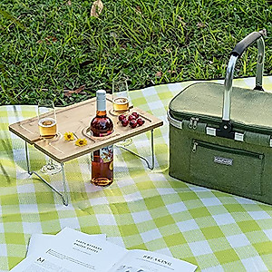 HulaFish Foldable 59''x79'' Extra Large Waterproof Picnic Blanket - Thick Outdoor Picnic Mat Perfect for Park and Beach, Water Resistant for Happy Picnic. Machine Washable Picnic Tote… (Green Gingham)