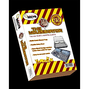 Rugged Ranch Products Mousinator Multi Catch Metal Wire Mouse Trap Cage with 2 Door Entry and Easy to Open Top Lid for Pest Control, Black