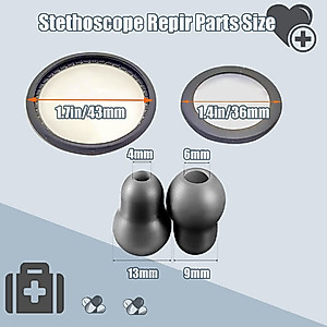 Decaw Stethoscope Replacement Parts Diaphragm and Ear Tips Kit, Adult Pediatric Covers With Silicone Earpieces Repair Accessories Fits Littman Classic Ⅲ 3, Cardiology Ⅲ 3 & Ⅳ 4 Stethoscope（Gray）