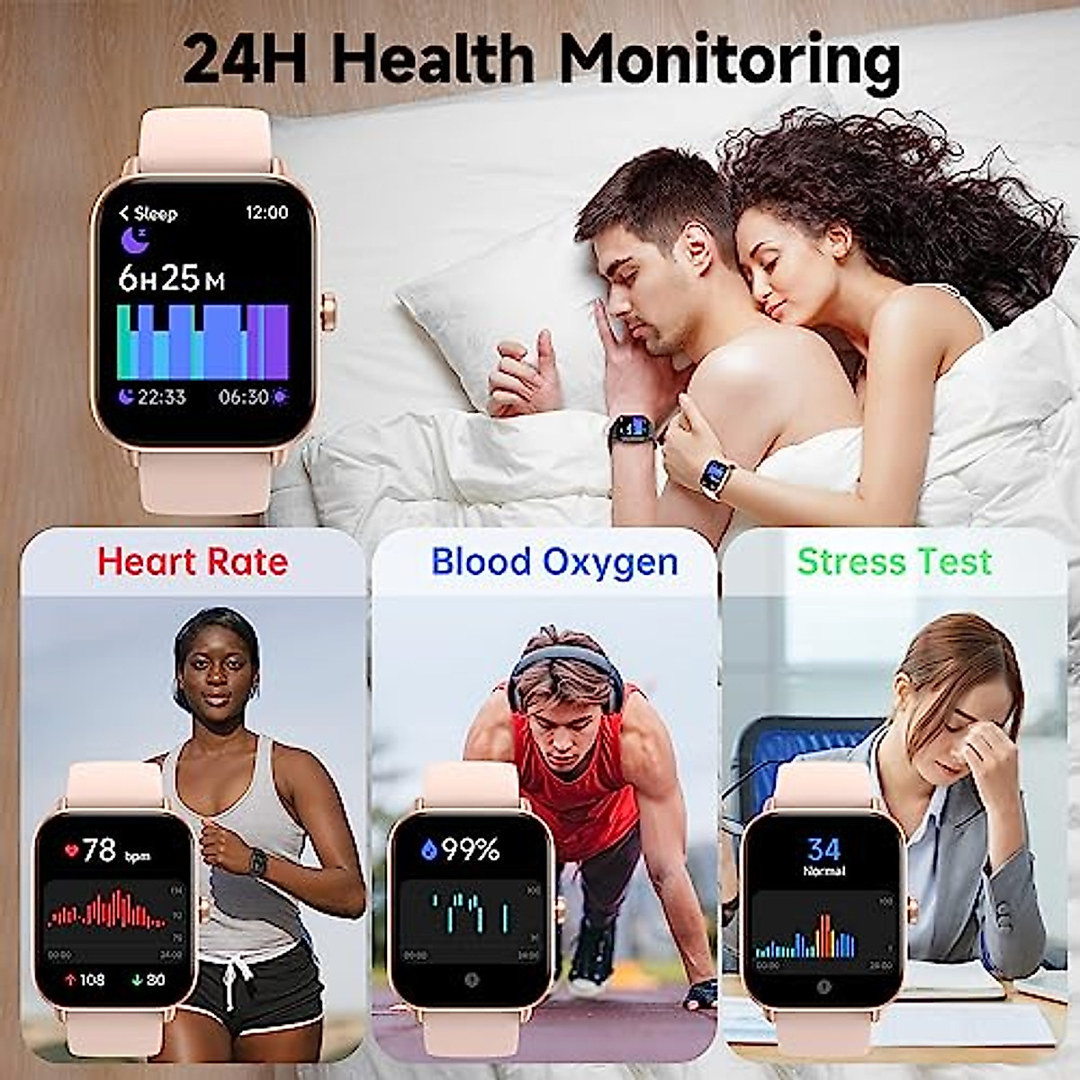 Faweio Smart Watch, Bluetooth 5.3 Answer/Make Call, Alexa Built in, 1.8" Fitness Tracker with Heart Rate SpO2 Sleep Monitor, Smart Watches for Men Women iPhone Android Compatible IP68 Waterproof