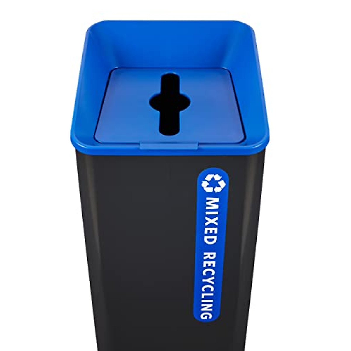 Rubbermaid Commercial Products Sustain Mixed Recycling Trash Can, 23-Gallon, Blue, Indoor/Outdoor Garbage Bin with Nested Lid for Office/Mall/School/Stadium