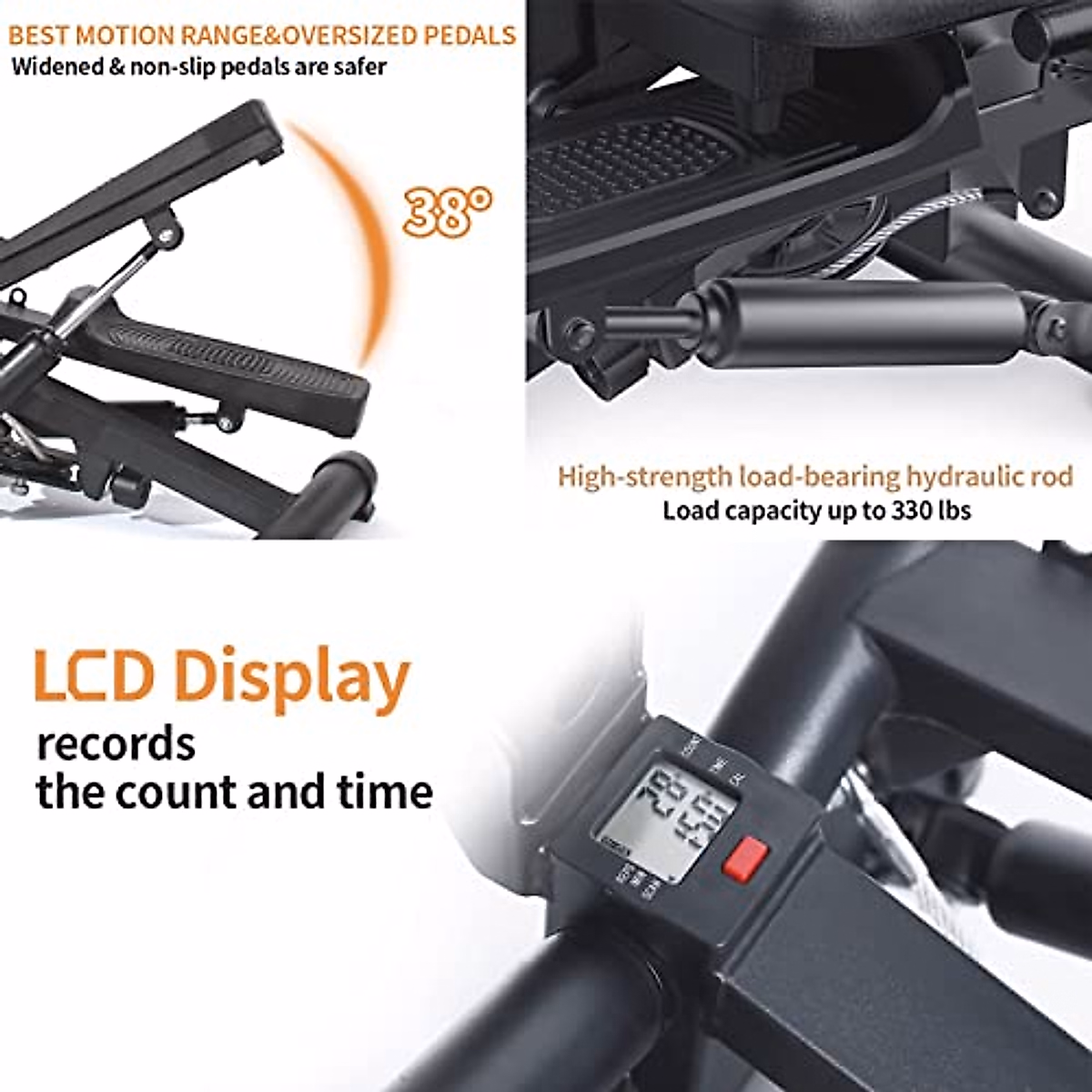 BESVIL Stepper ABS Workout Equipment AB Machine Total Body Workout Fitness Exercise Machine Stepping Exercise Machine for Home Gym Workout,Black