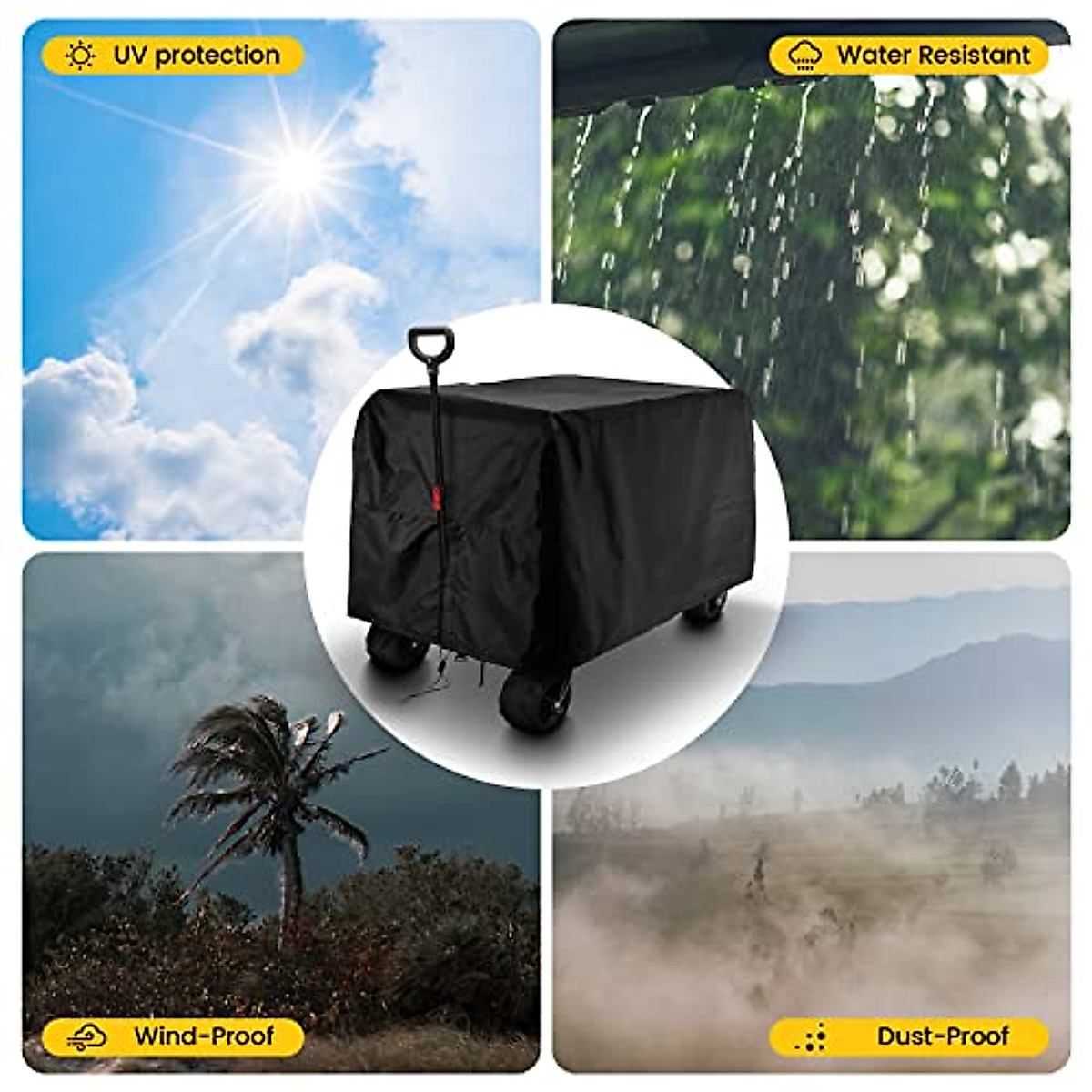 RitPin Cover for Folding Utility Wagon Cart, 420D Heavy Duty Outdoor Collapsible Garden Wagon Cart Cover, Waterproof Dustproof UV Resistant