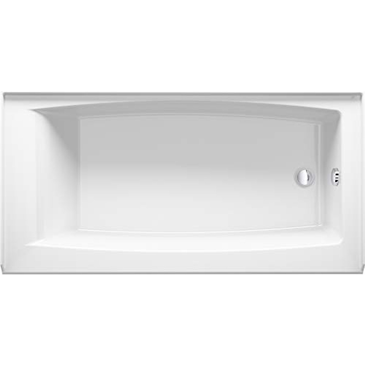 KOHLER K-26109-RA-0 Entity 60-Inch x 30-Inch Alcove Bath with Integral apron, integral flange and right hand drain, White