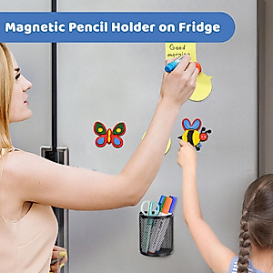 LUCYCAZ Magnetic Pencil Holder - Locker Accessories, 2 Pack Magnetic Pen Holder for Refrigerator for Home School and Office, Black