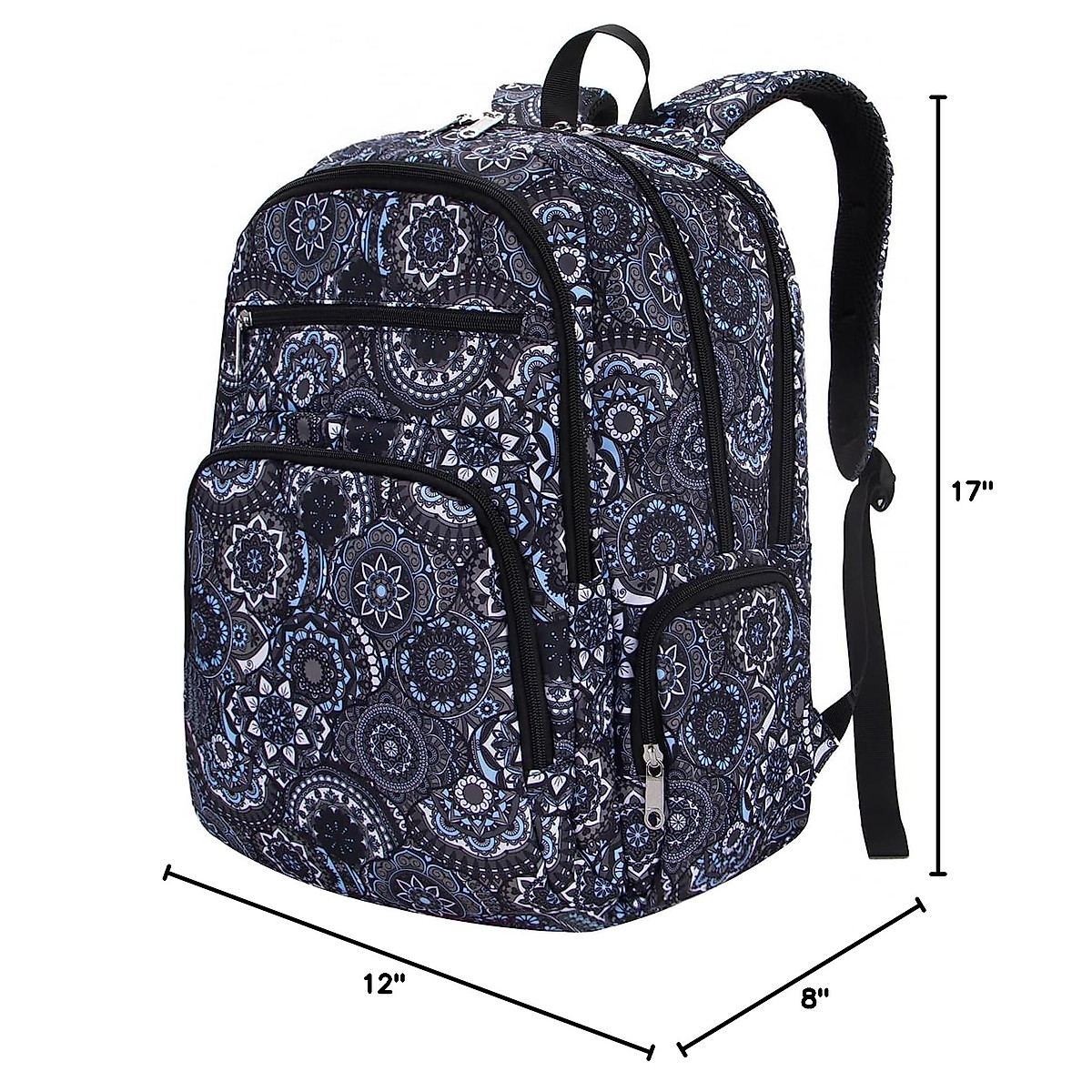 Large Travel Backpack for Women College Campus Bookbag XL Lightweight School Bag Fits 15.6 Inch Laptop Water-resistant Casual Daypack Airline Approved Carry On Backpack Grey Paisley Mochilas De Mujer